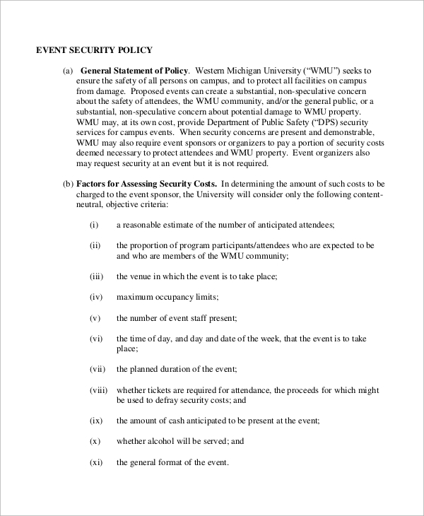 FREE 8 Security Policy Samples In MS Word PDF