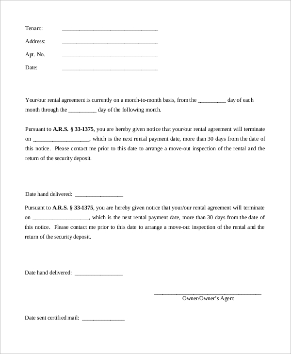 FREE 8 30 Day Notice To Landlord Samples In Google Docs MS Word 