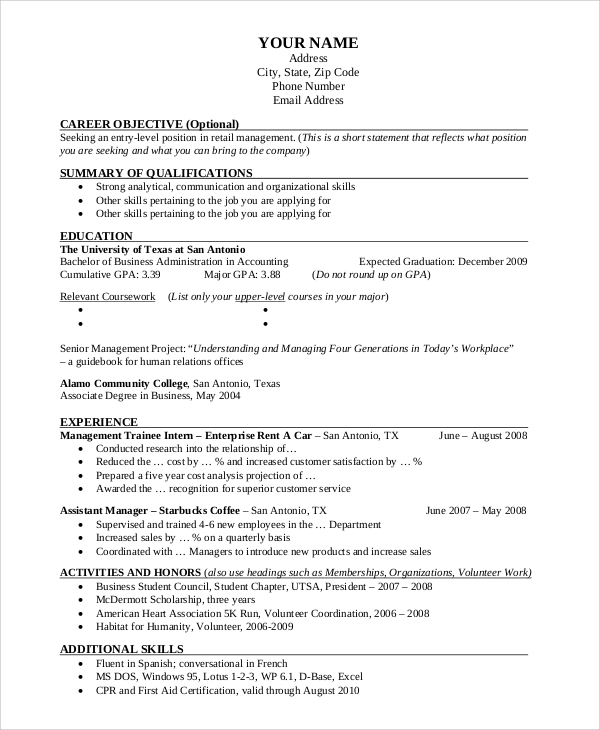 FREE 8 Professional Resume Samples In PDF MS Word