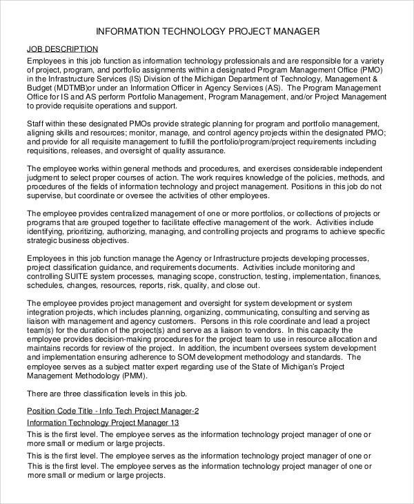 FREE 7 Sample IT Manager Job Description Templates In PDF