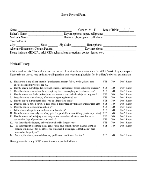 History And Physical Examination Template PDF Template