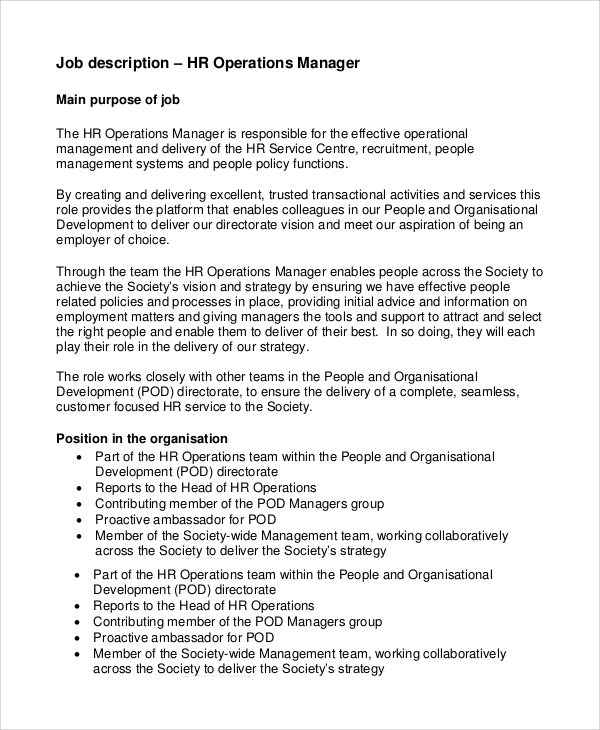 FREE 15 Sample HR Manager Job Descriptions In PDF
