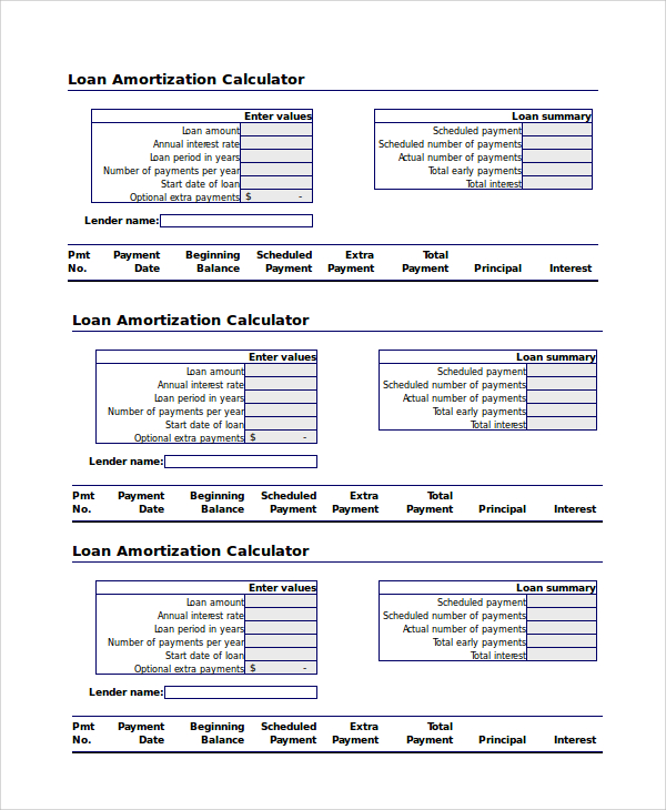 FREE 6 Sample Amortization Calculator Templates In Excel