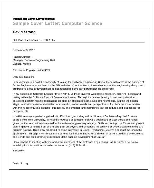 FREE 6 Sample Engineering Cover Letter Templates In PDF