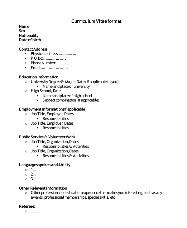 Teaching Curriculum Vitae Template Database
