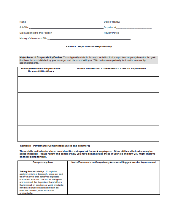 FREE 9 Self Appraisal Templates In PDF MS Word