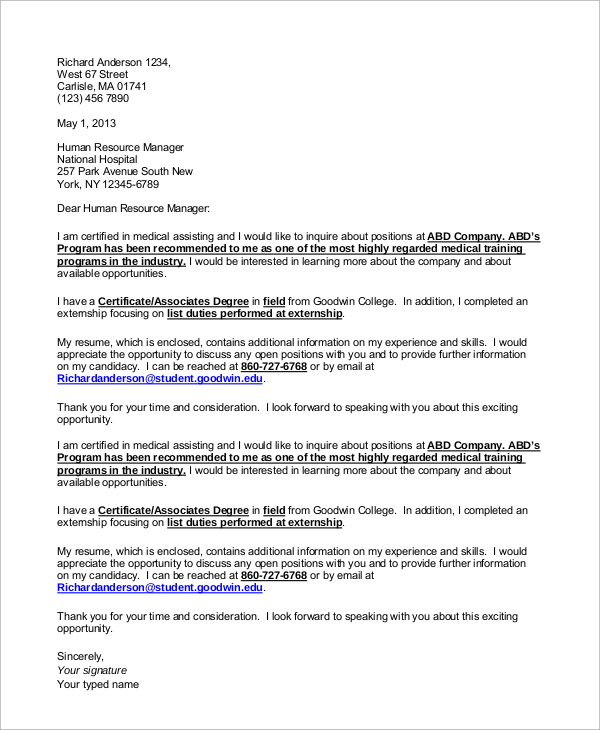 Cover Letter Samples For Medical Assistant With No Experience Medical 