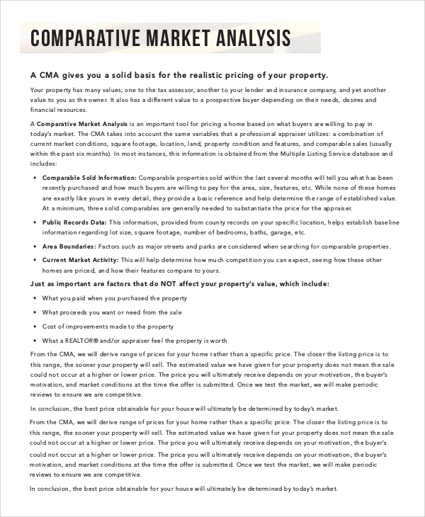Cma Templates For Real Estate TUTORE ORG Master Of Documents