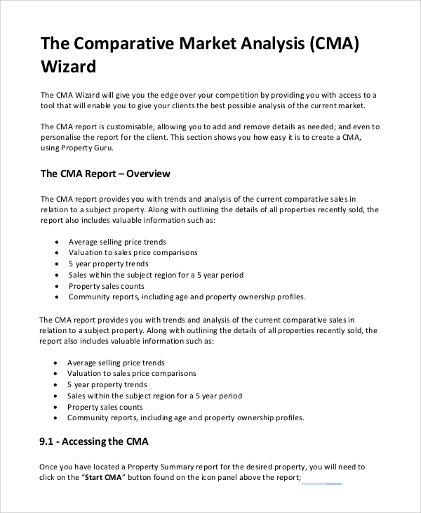 FREE 9 Sample Comparative Market Analysis Templates In PDF MS Word Pages Google Docs
