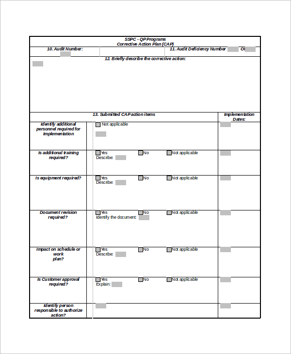 FREE 14 Sample Corrective Action Plan Templates In MS Word PDF
