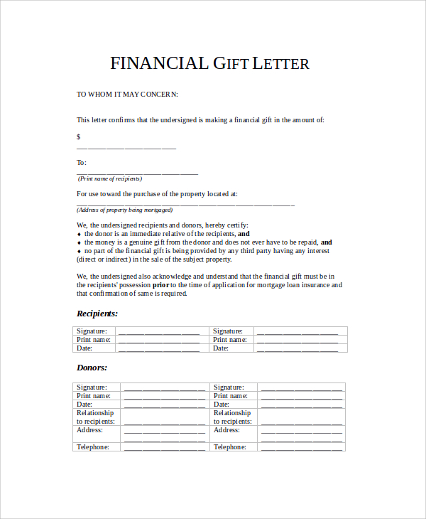 Irs Gift Letter Form For Your Needs Letter Template Collection