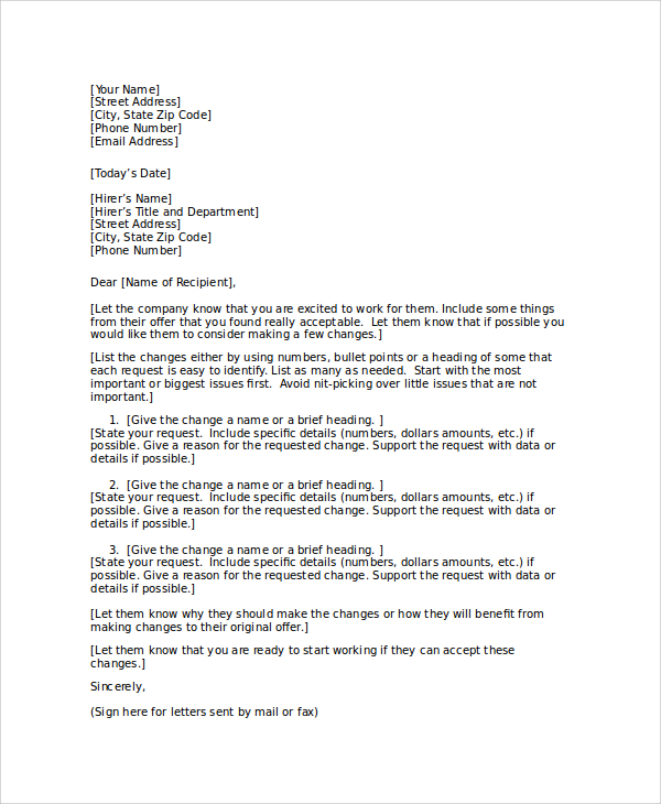 Counter Offer Salary Letter Collection Letter Template Collection
