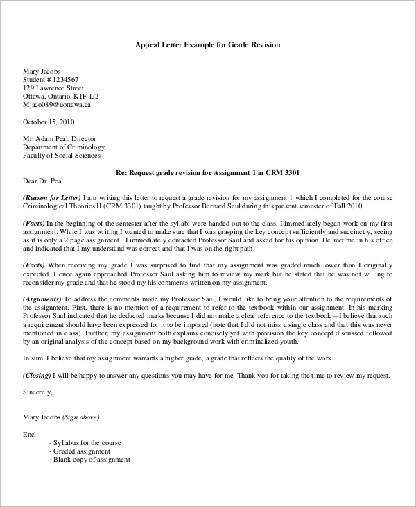 Grade Appeal Letter Example Letter Samples And Templates Images And 