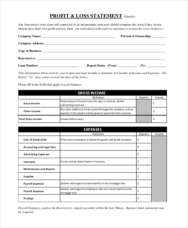 FREE 10 Profit And Loss Statement Samples In PDF Excel