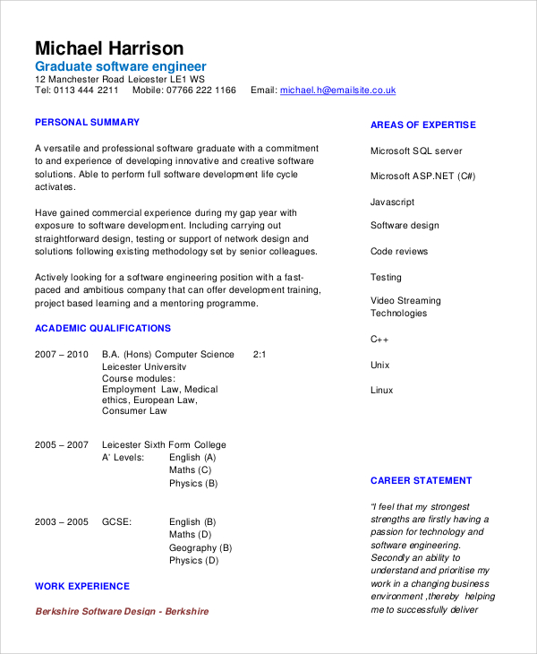 Sample Resume For Fresh Graduate Pdf Free Samples Examples Format 