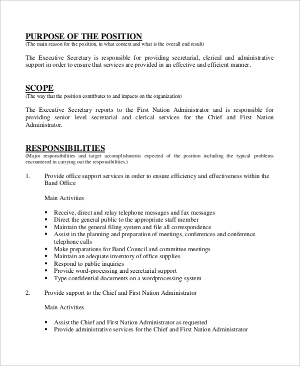 FREE 9 Sample Secretary Resume Templates In MS Word PDF