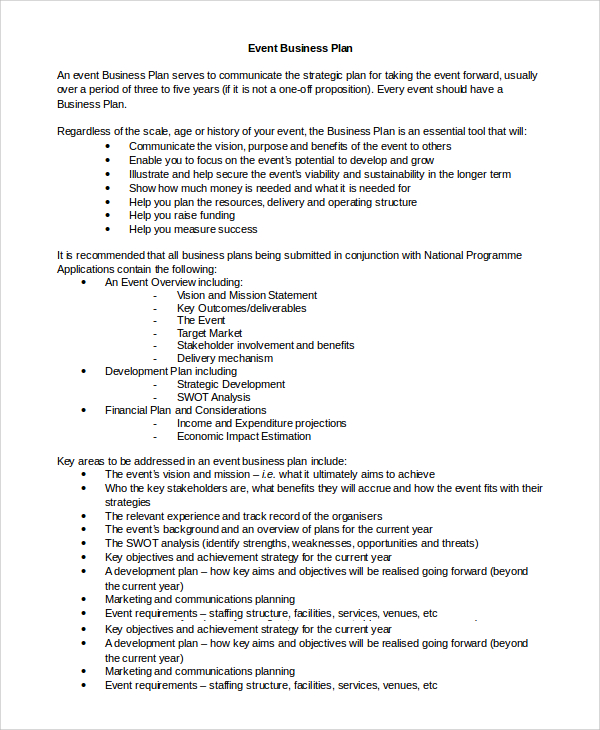 Sample Event Business Plan Antitesisadalah x fc2