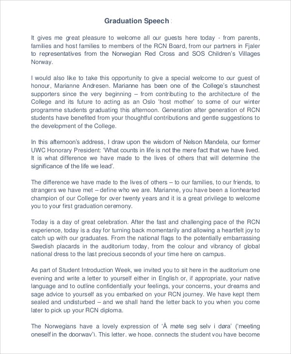 FREE 10 Graduation Speech Templates In PDF MS Word