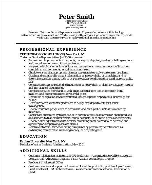 FREE 8 Sample Resumes For Customer Service In PDF