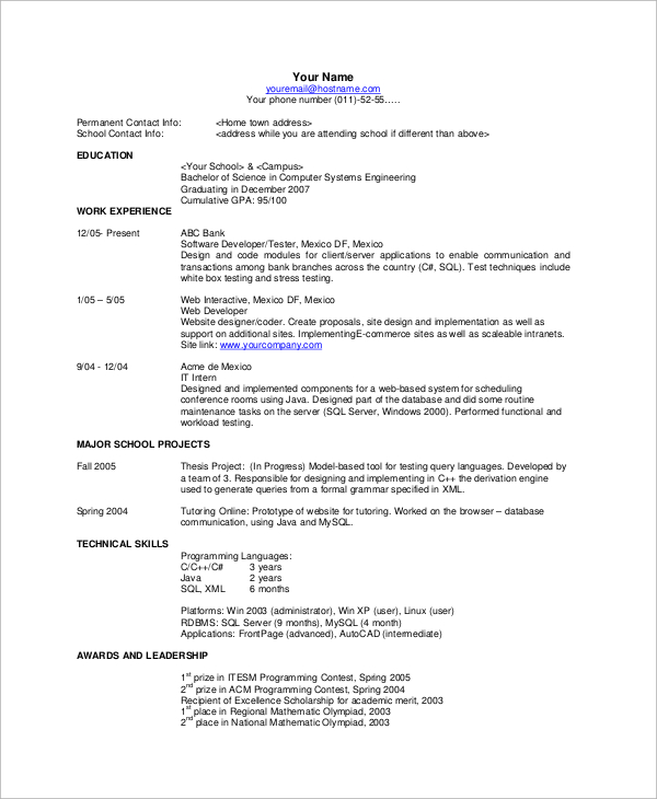 FREE 9 Sample One Page Resume Templates In MS Word PDF
