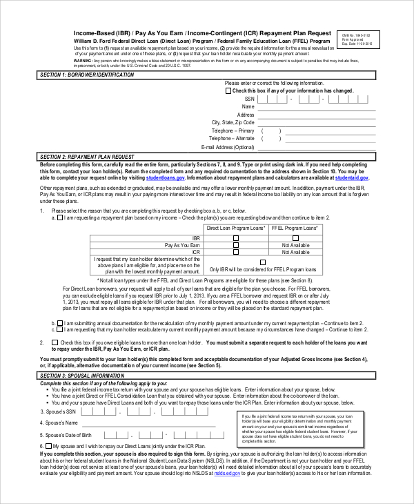 FREE 6 Sample Income Based Repayment Forms In PDF FREE 6 Sample Income Based Repayment Forms In PDF