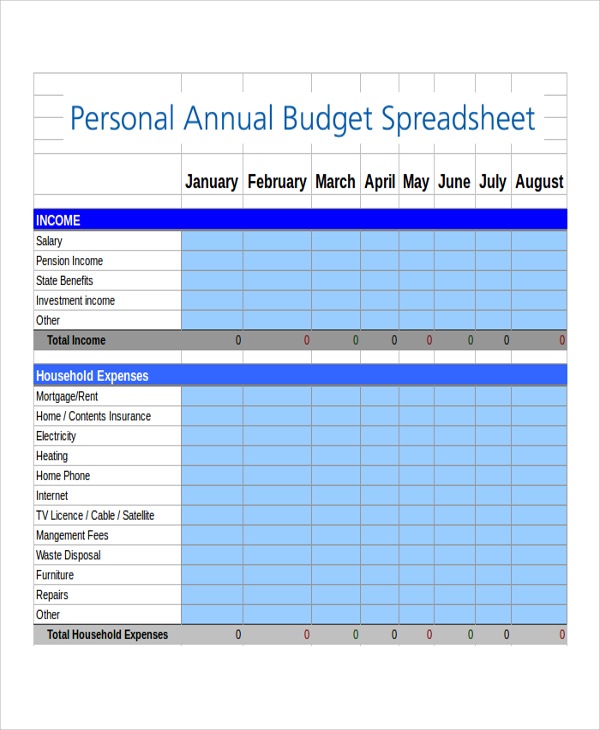 FREE 10 Sample Budget Spreadsheets In Excel MS Word PDF