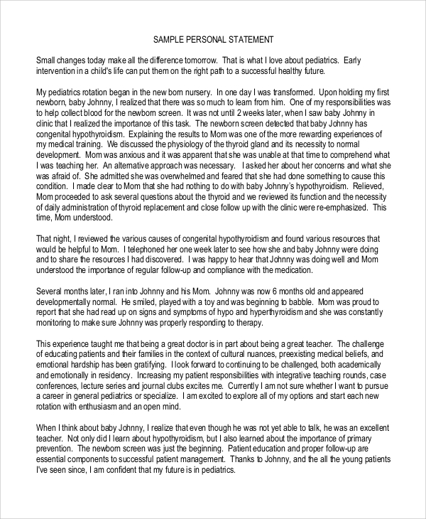 FREE 8 Sample Residency Personal Statement Templates In PDF