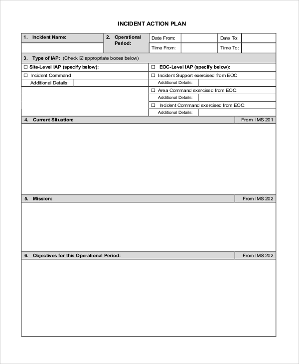 Form Fillable Incident Action Plan Printable Forms Free Online