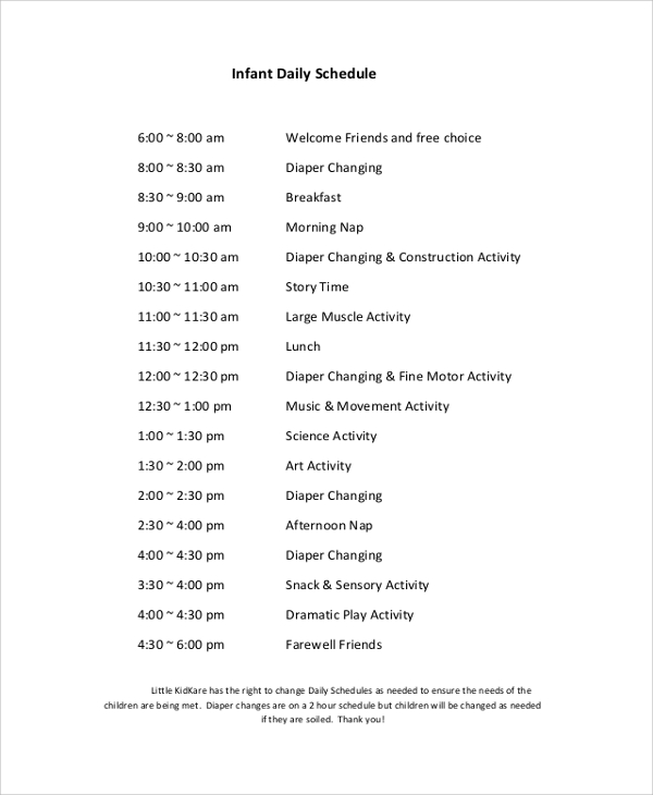 FREE 47 Sample Schedules In PDF MS Word Excel