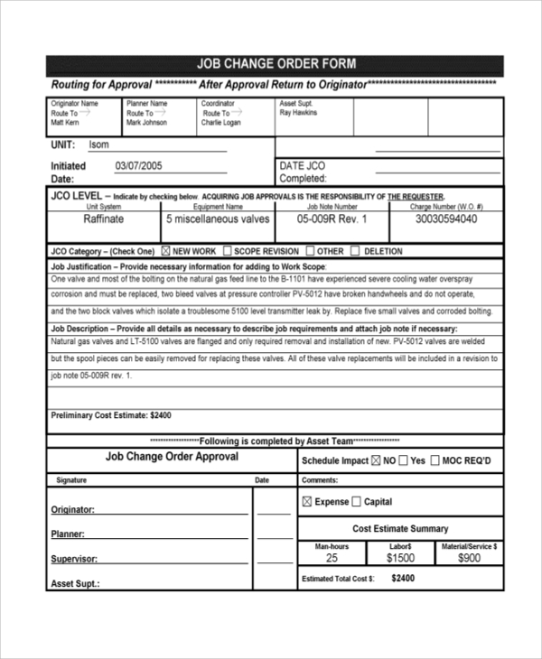 FREE 14 Sample Change Order Forms In MS Word PDF Google Docs 