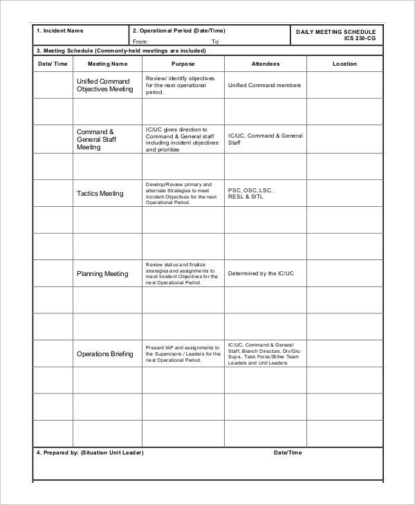 FREE 13 Sample Meeting Schedules In MS Word PDF