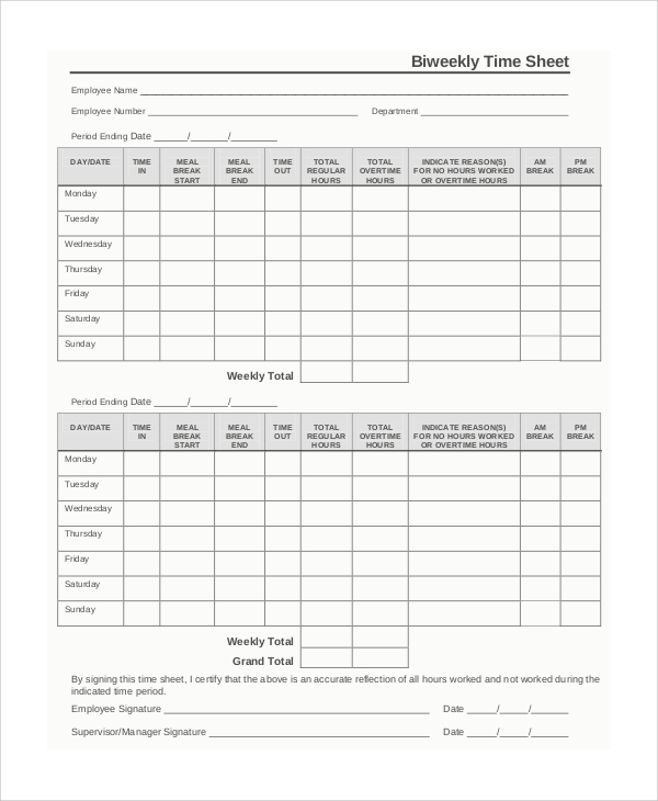 Nifty Printable Time Sheets Weekly Kuhn Blog