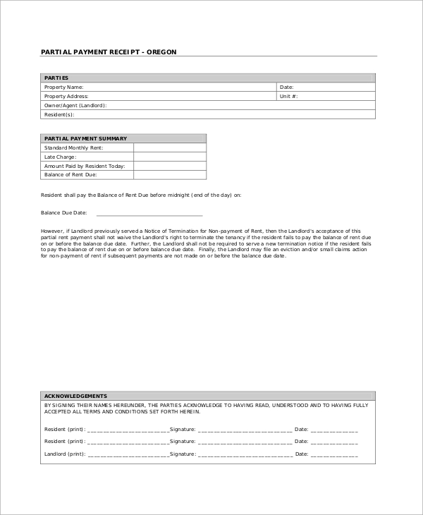 FREE 13 Payment Receipt Samples In MS Word PDF