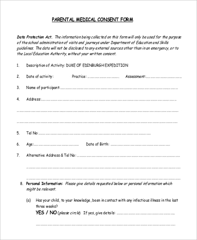 FREE 9+ Sample Parental Consent Forms in PDF