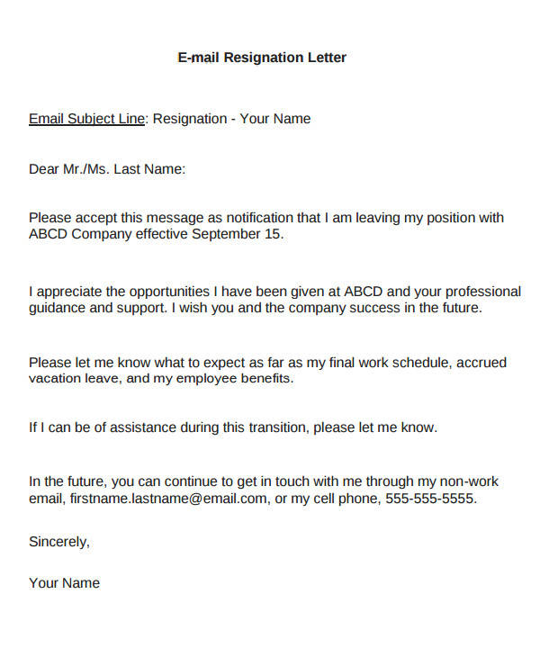 Subject For Resignation Letter For Your Needs Letter Template Collection