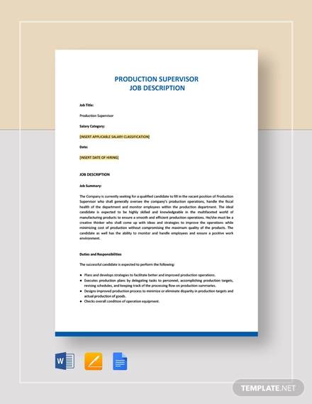 FREE 10 Sample Supervisor Job Descriptions In MS Word