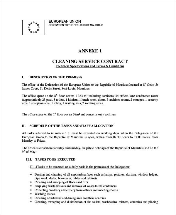 FREE 13 Sample Cleaning Service Contract Templates In PDF MS Word 