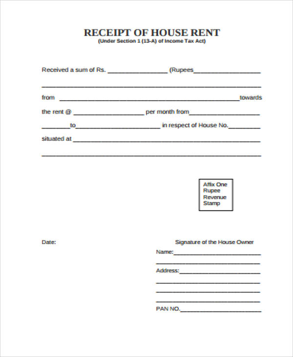 FREE 7 Receipt For Rent Samples In MS Word PDF