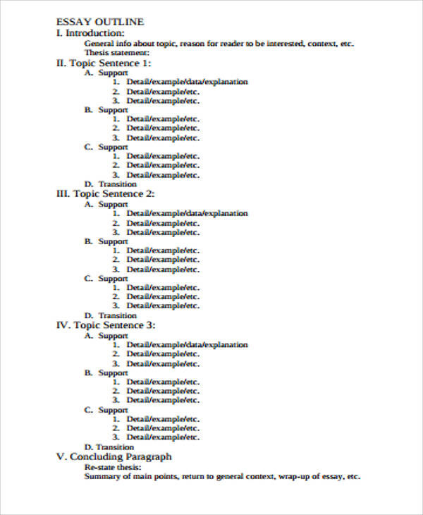 FREE 9 Essay Outline Samples In MS Word PDF