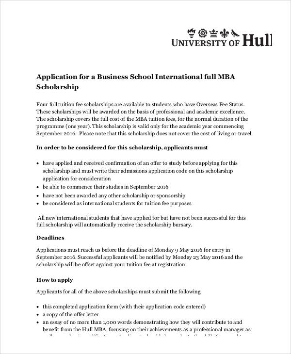 Letter For Mba Scholarship Sample Scholarship Essays