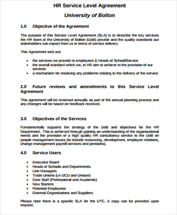 FREE 8 Sample Business Service Level Agreement Templates In MS Word PDF