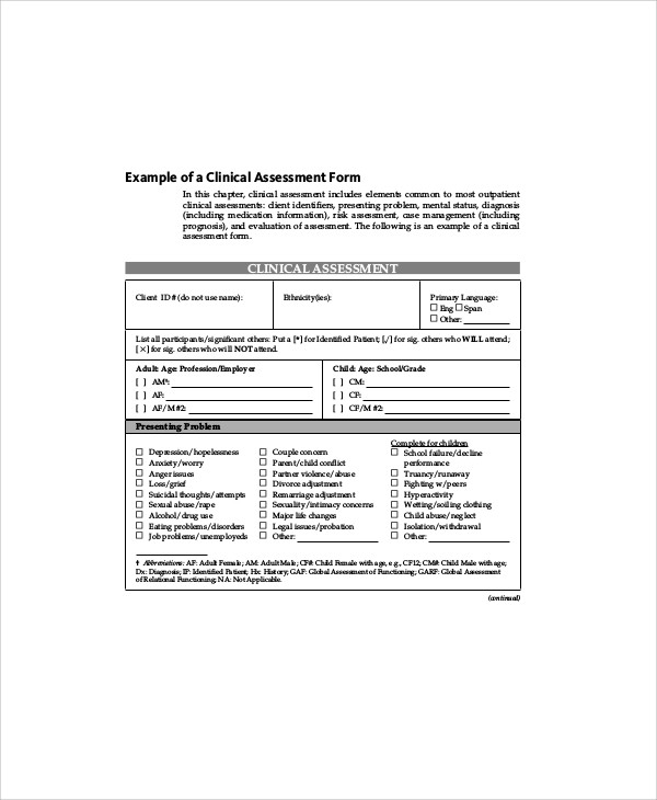  Sample Social Work Case Assessment Example Of A Client Assessment In 