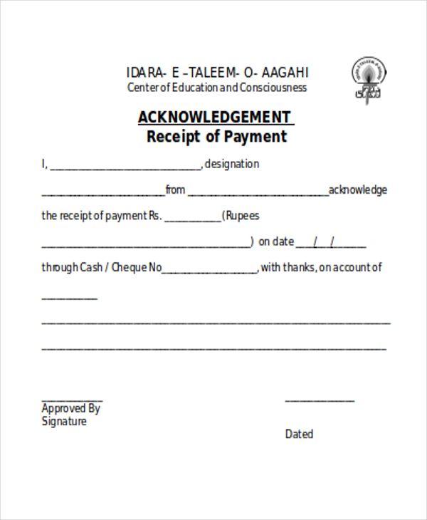 Trending Acknowledgement Of Payment Receipt Template Premium Receipt