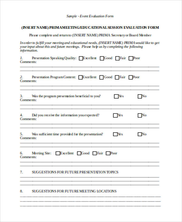 FREE 27 Sample Evaluation Forms In MS Word