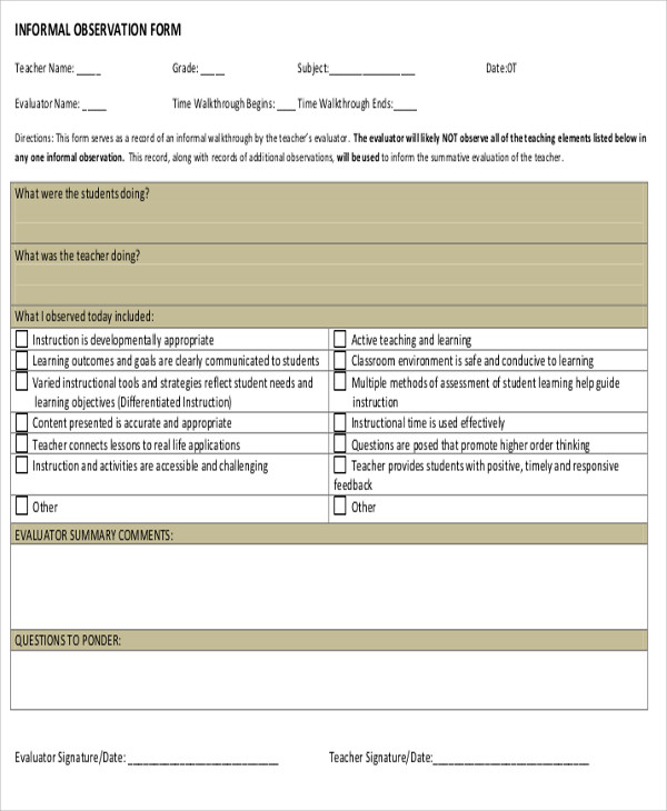 FREE 10 Sample Observation Feedback Forms In MS Word PDF FREE 10 Sample Observation Feedback Forms In MS Word PDF