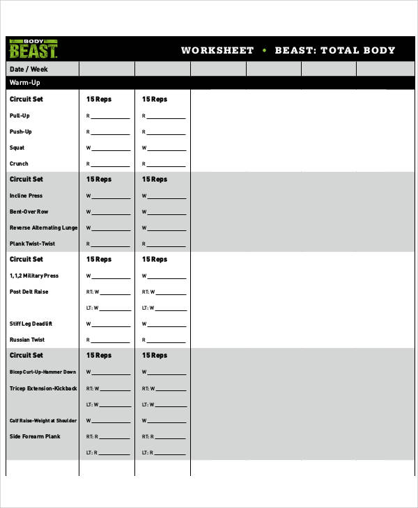 Free Workout Sheets Blog Dandk