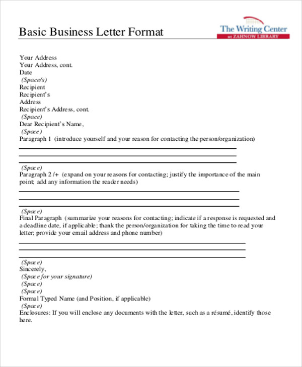 Business Letter Format Regarding