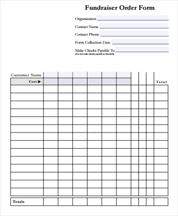 Fundraiser Order Form Template Free Download