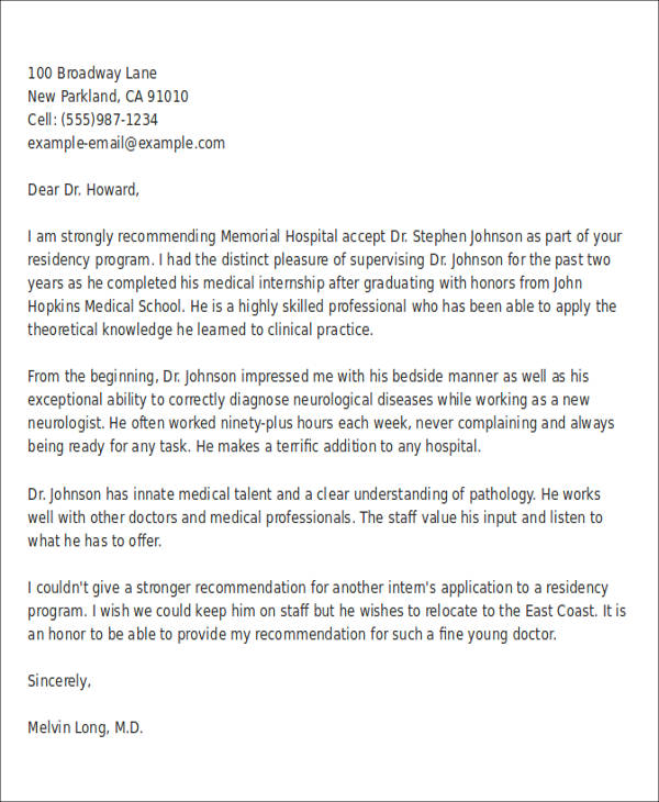 FREE 6 Sample Letter Of Recommendation For Internship In MS Word PDF