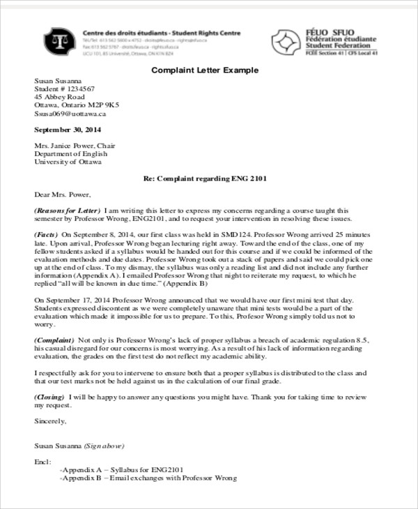 7 Sample Business Complaint Letters Sample Templates